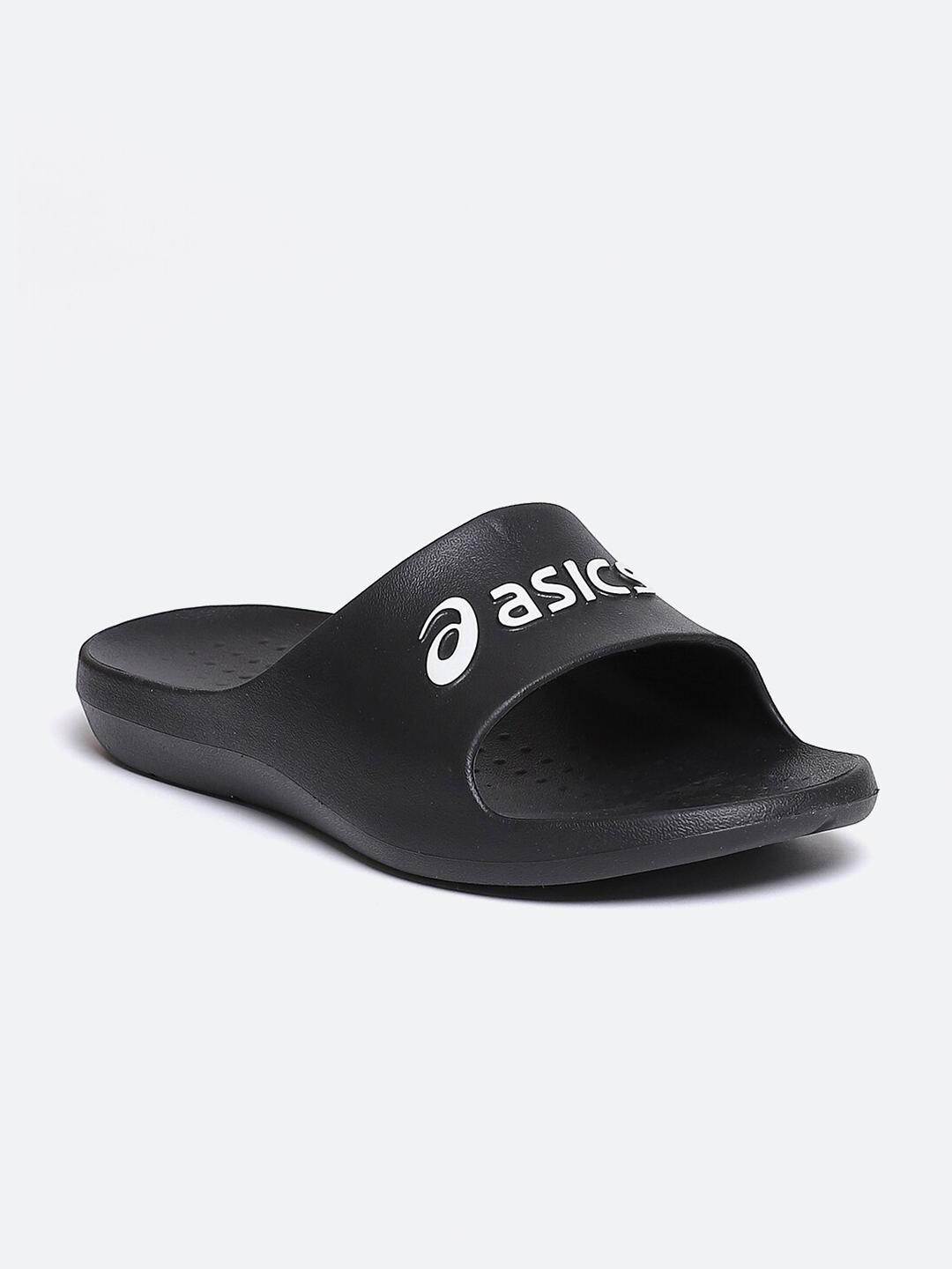 Buy ASICS As001 Unisex Black White Printed Sliders - Flip Flops for ...
