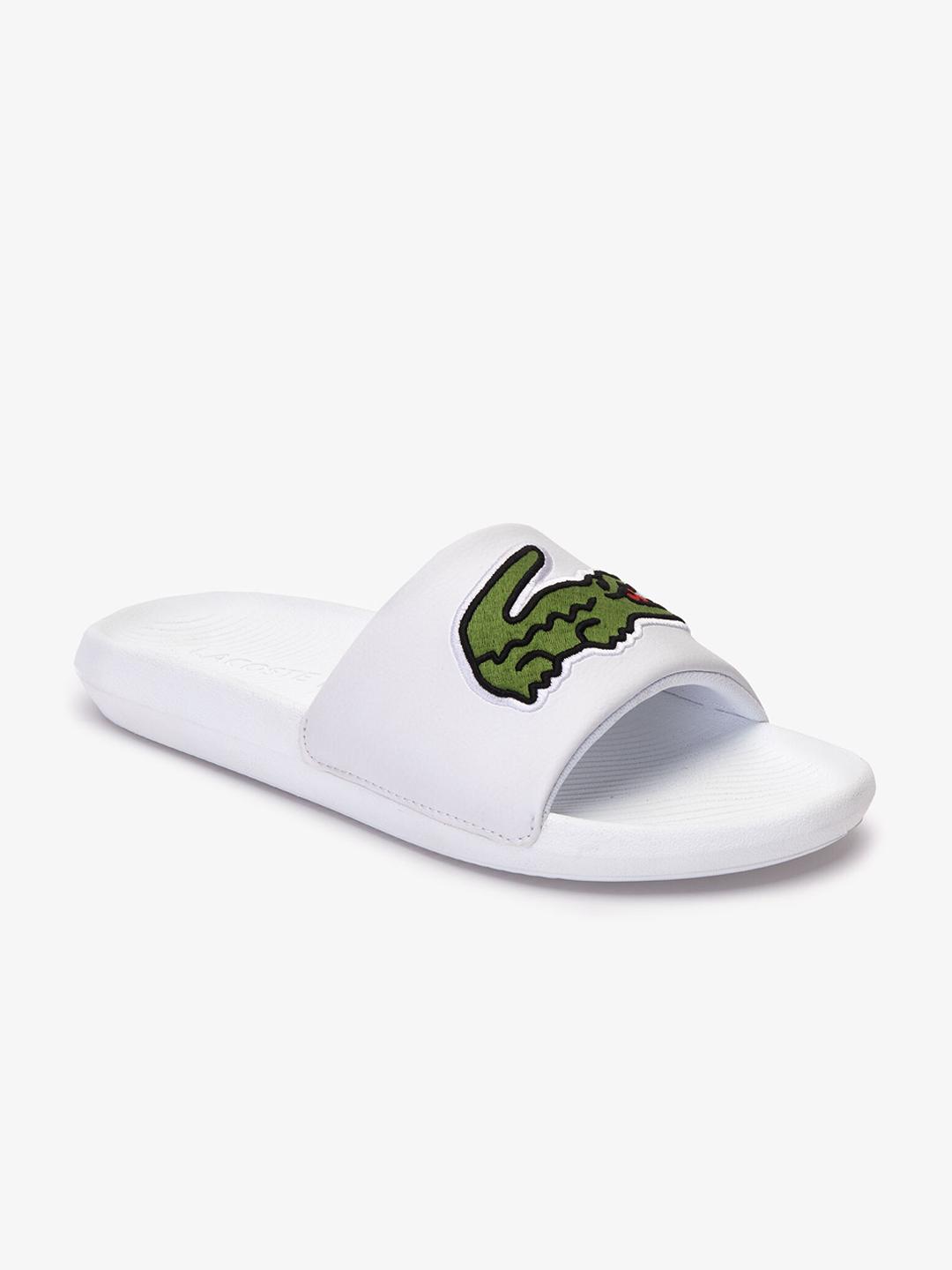 Buy Lacoste Men White Croc Printed Sliders - Flip Flops for Men ...