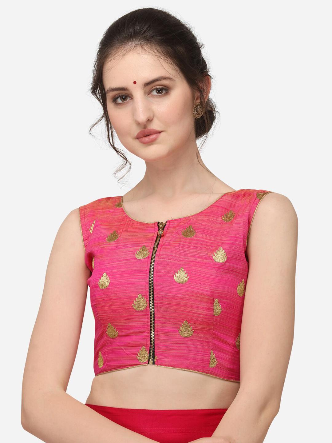 Buy Fab Dadu Women Pink & Gold Coloured Embroidered Jacquard Saree ...