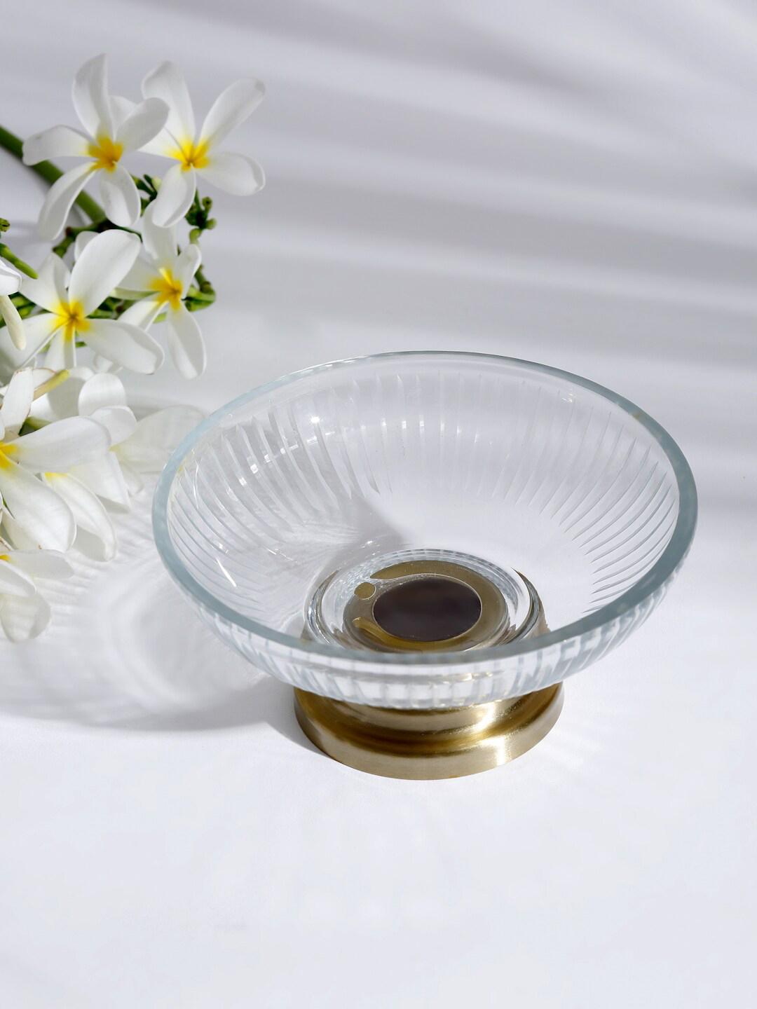 Buy Fabindia Gold Toned & Transparent Textured Soap Dish - Bathroom ...