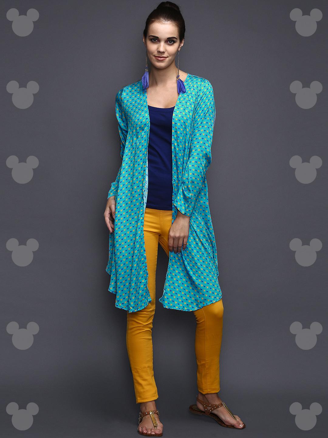 Buy Disney By Anouk Blue Mickey Digital Print Satin Modal Cape Shrug ...