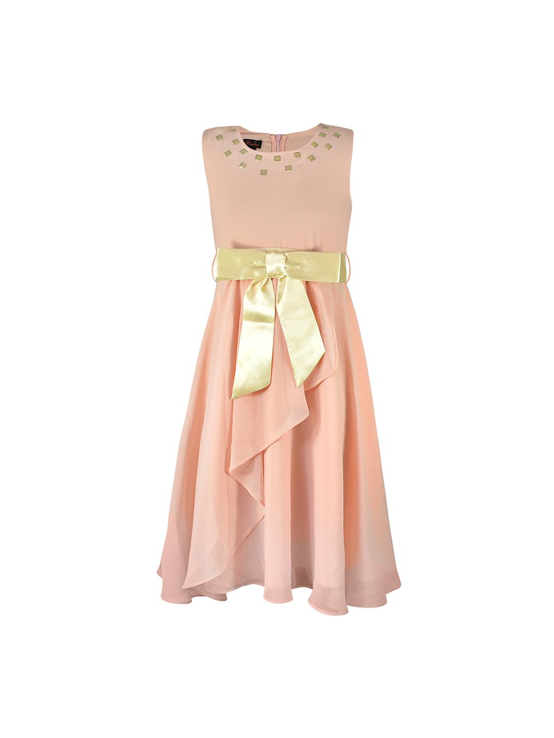 Buy Peaches Girls Peach Coloured Fit & Flare Dress - Dresses for Girls ...