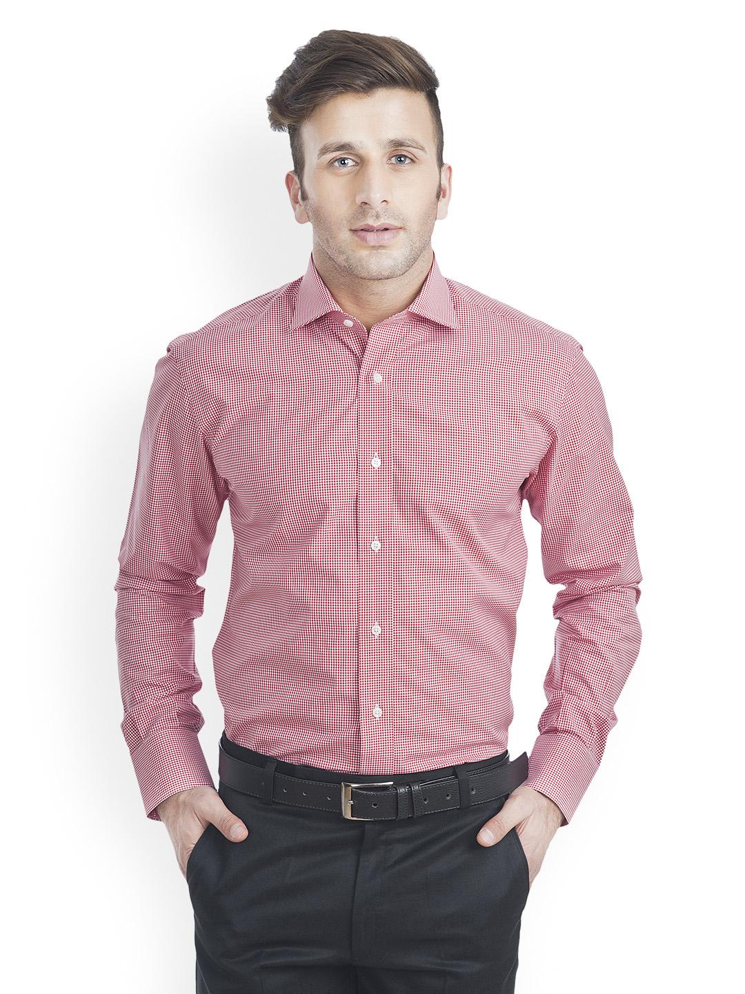 Buy Berry Men Red And White Checked Formal Shirt - Shirts for Men ...