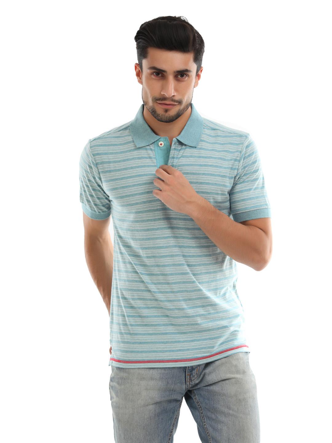 Buy CAT Men Blue Heather Suspension Polo Pure Cotton T Shirt - Tshirts ...