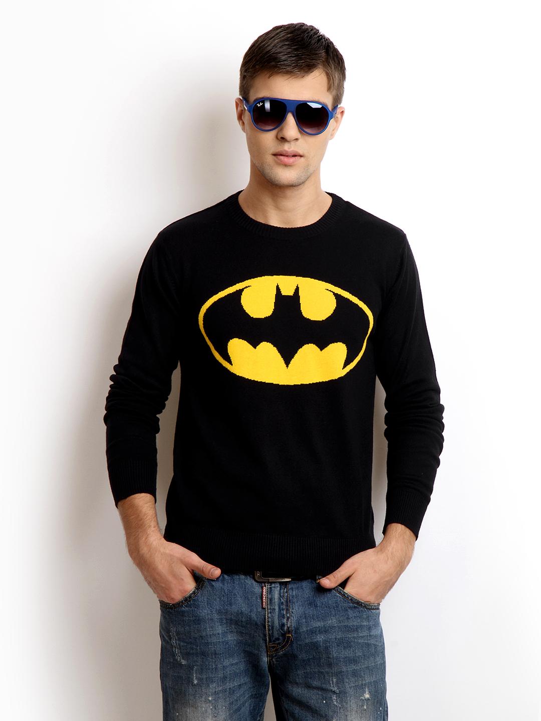Buy DC Comics Men Black Batman Sweater - Sweaters for Men 194038 | Myntra