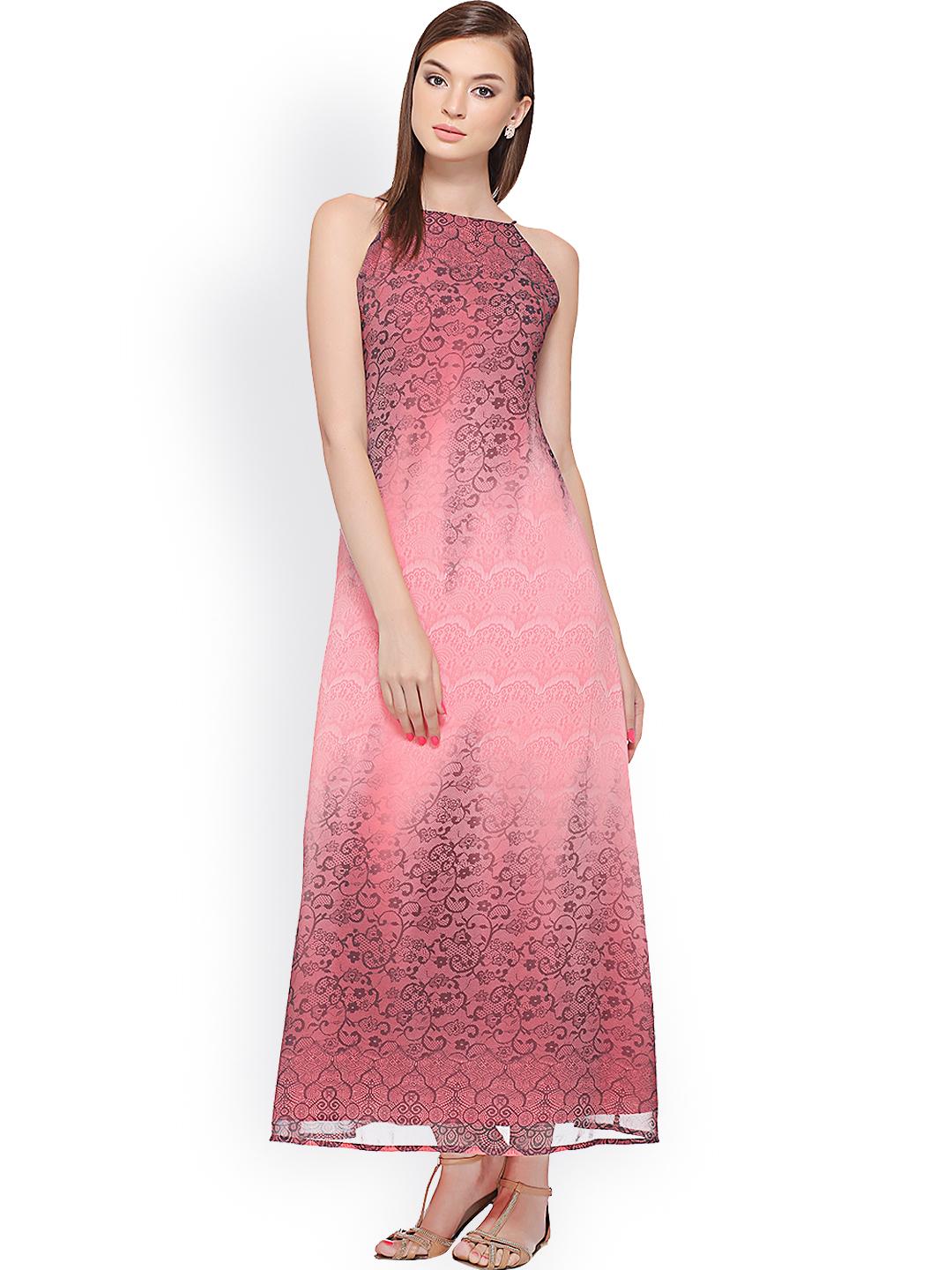 Buy Iti Pink Printed Maxi Dress - Dresses for Women 840039 | Myntra