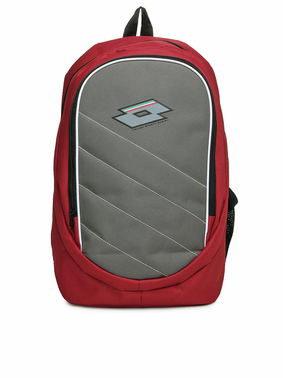 Buy Lotto Unisex Red & Grey Laptop Zenith Backpack - Backpacks for ...