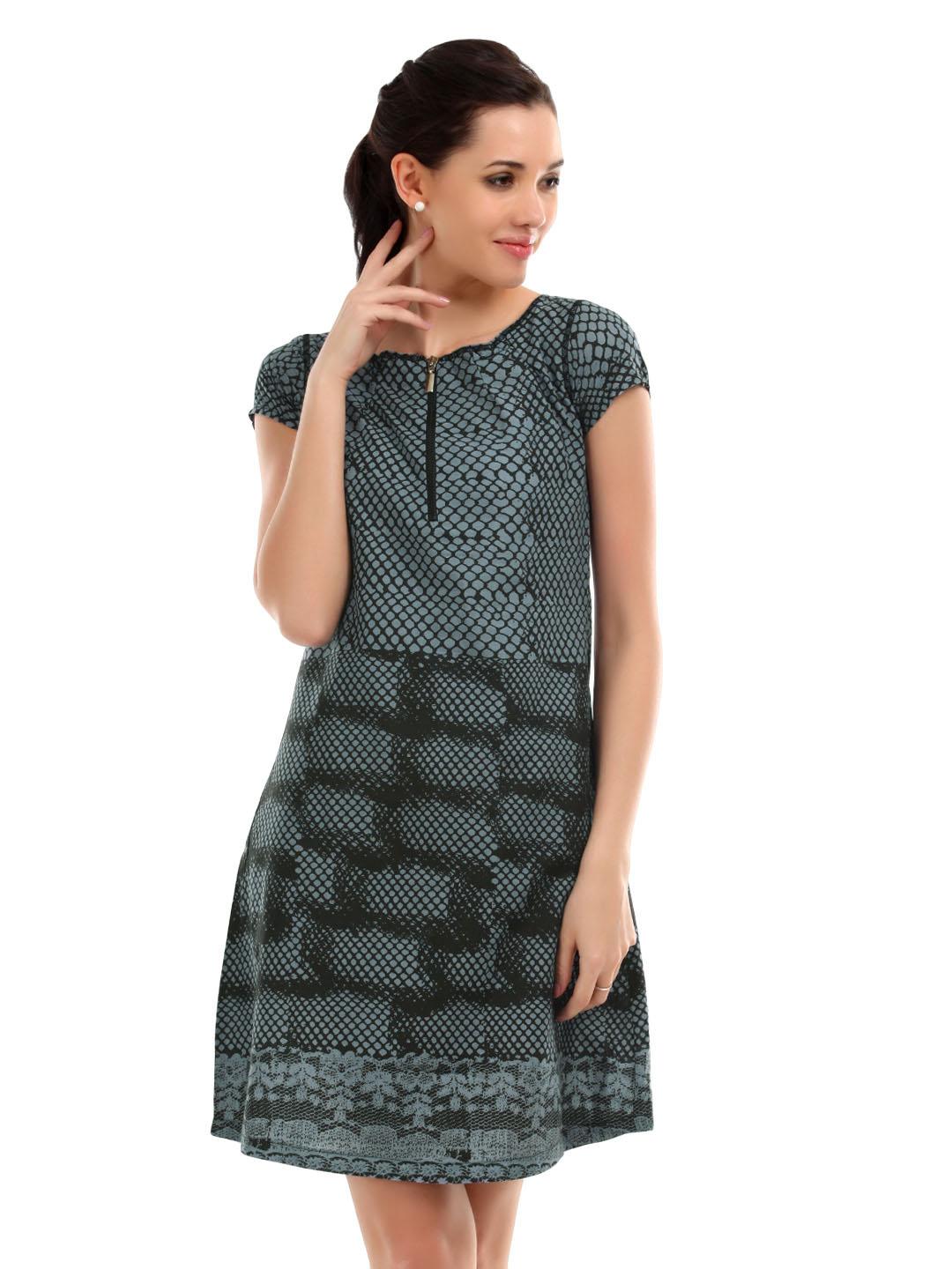 Buy Mumbai Slang Blue & Black Snake Skin Print Dress - Dresses for ...