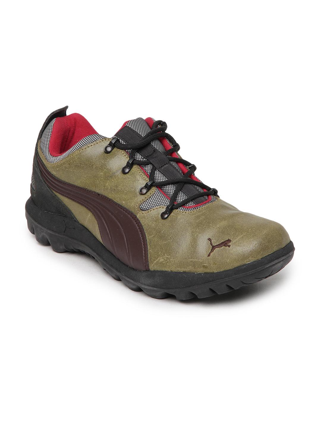 Buy Puma Men Olive & Black Silicis Low Leather Casual Shoes - Casual ...