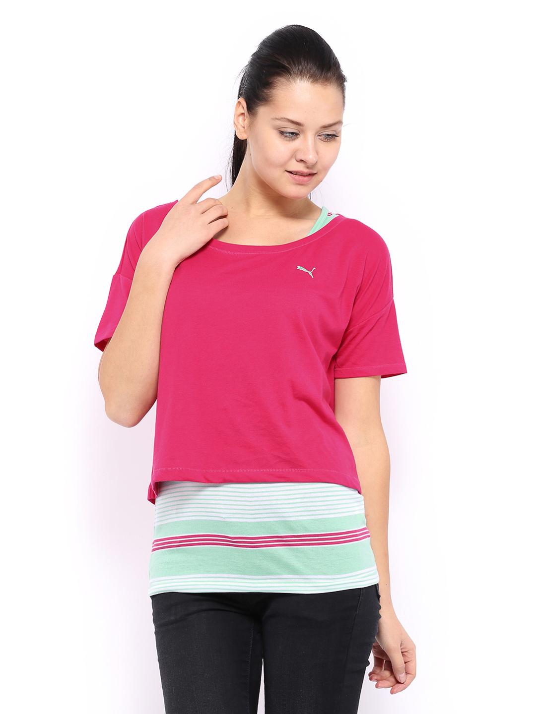 Buy Puma Women Pink & Green Layered Drapy Top - Tops for Women 424162 ...