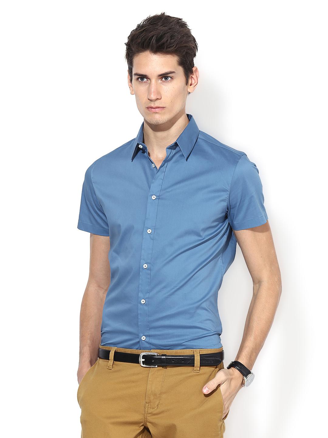 Buy Sisley Men Blue Seattle Regular Fit Smart Casual Shirt - Shirts for ...
