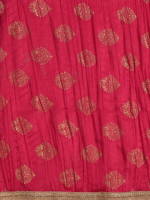 Anouk Women Off White And Pink Ethnic Motifs Yoke Design Kurta With