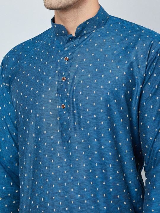 Price History of Armaan Ethnic Men Blue Cotton Geometric Woven Design ...