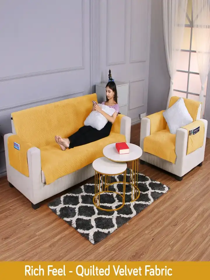 yellow velvet sofa cover