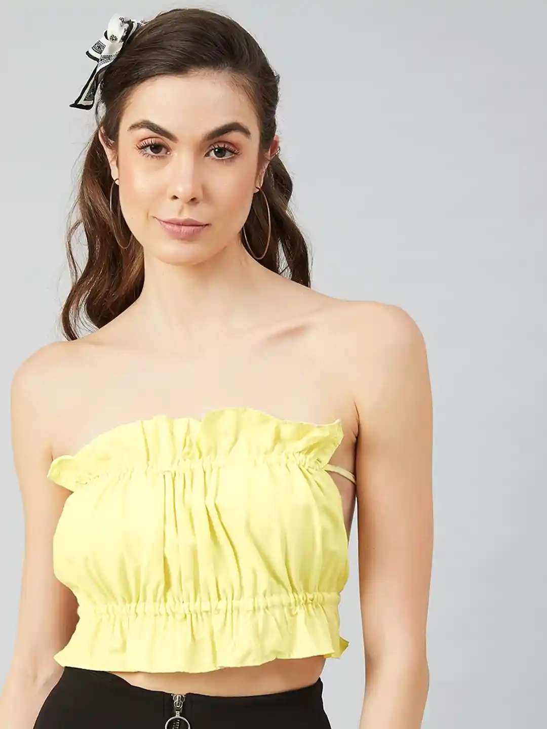 yellow strapless bra