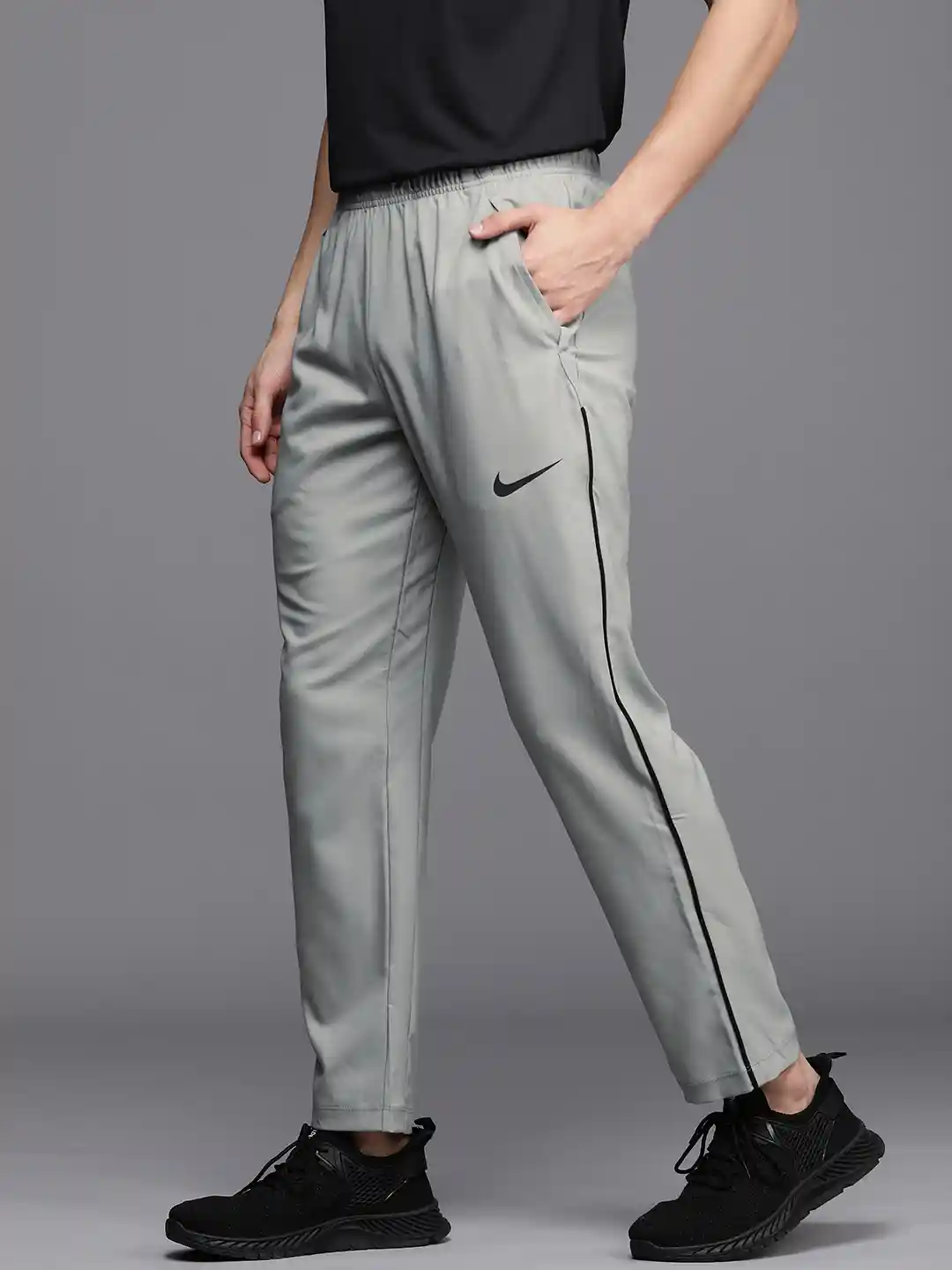 Tapered Nike Mens Grey Track Pants Nike Men Grey Dri-FIT Trackpants