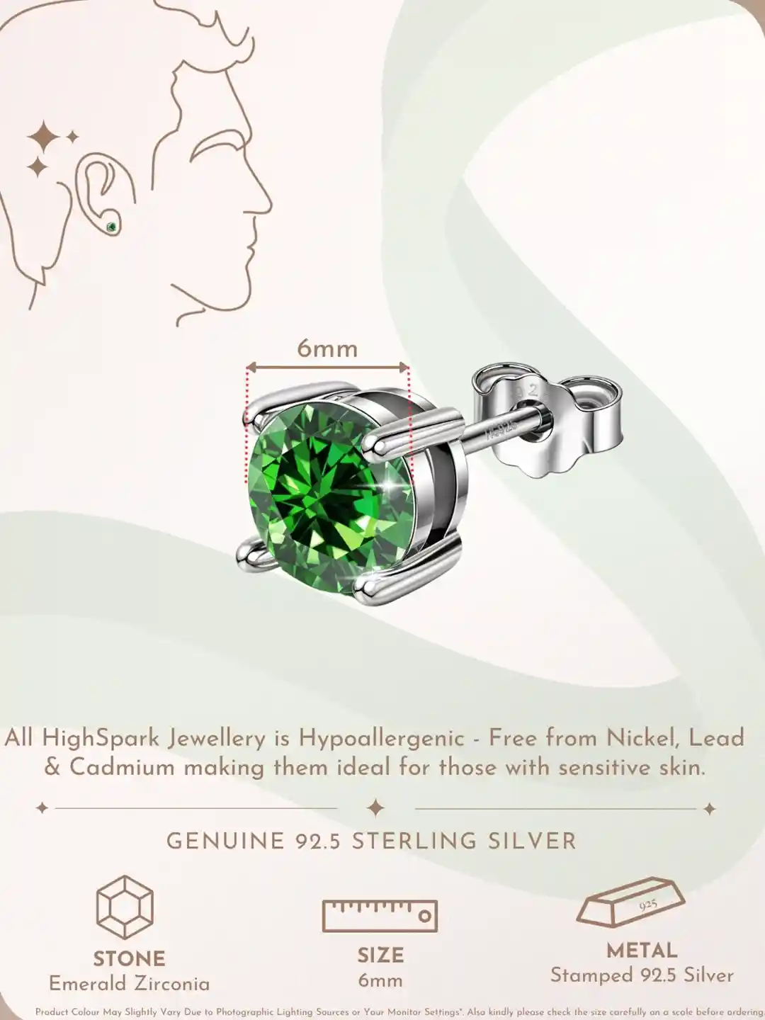 emerald stud earring for men