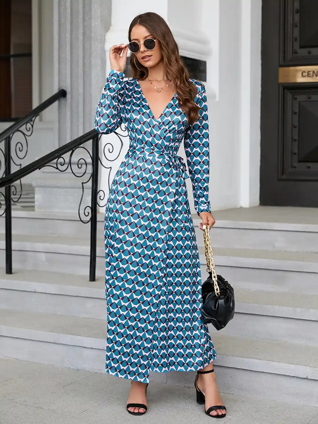 Pattern Cotton On Wrap Dress DECKEDUP Indigo Cotton Floral Print Wrap Dress