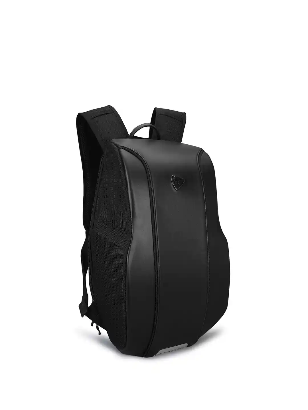solid gray hard shell backpack