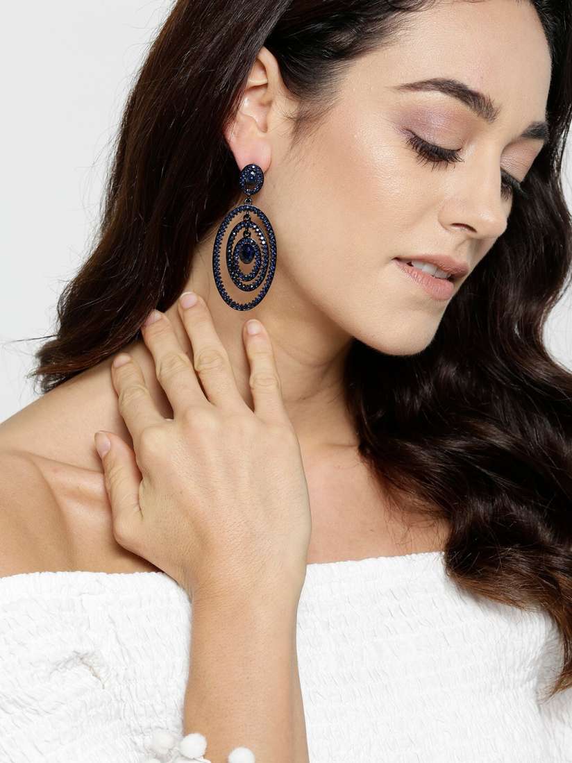 Navy stone earrings store