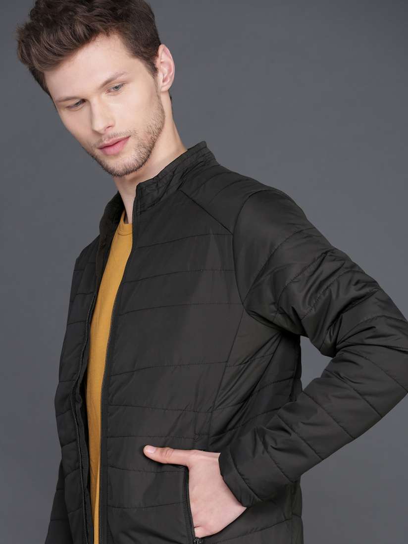 Buy WROGN Men Black Slim Fit Solid Puffer Jacket Jackets for Men 10187105 Myntra