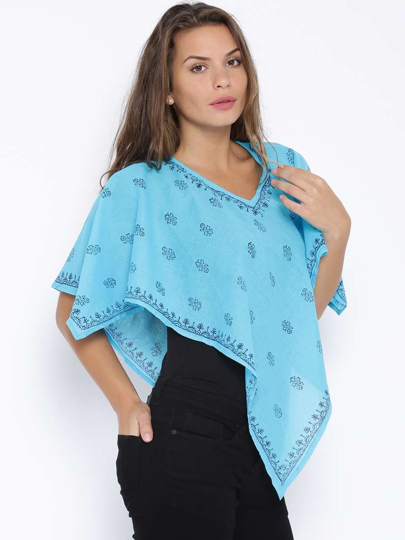 Poncho Blouses For Women Poncho Crop Top / Beige ChintamaniAlchemi
