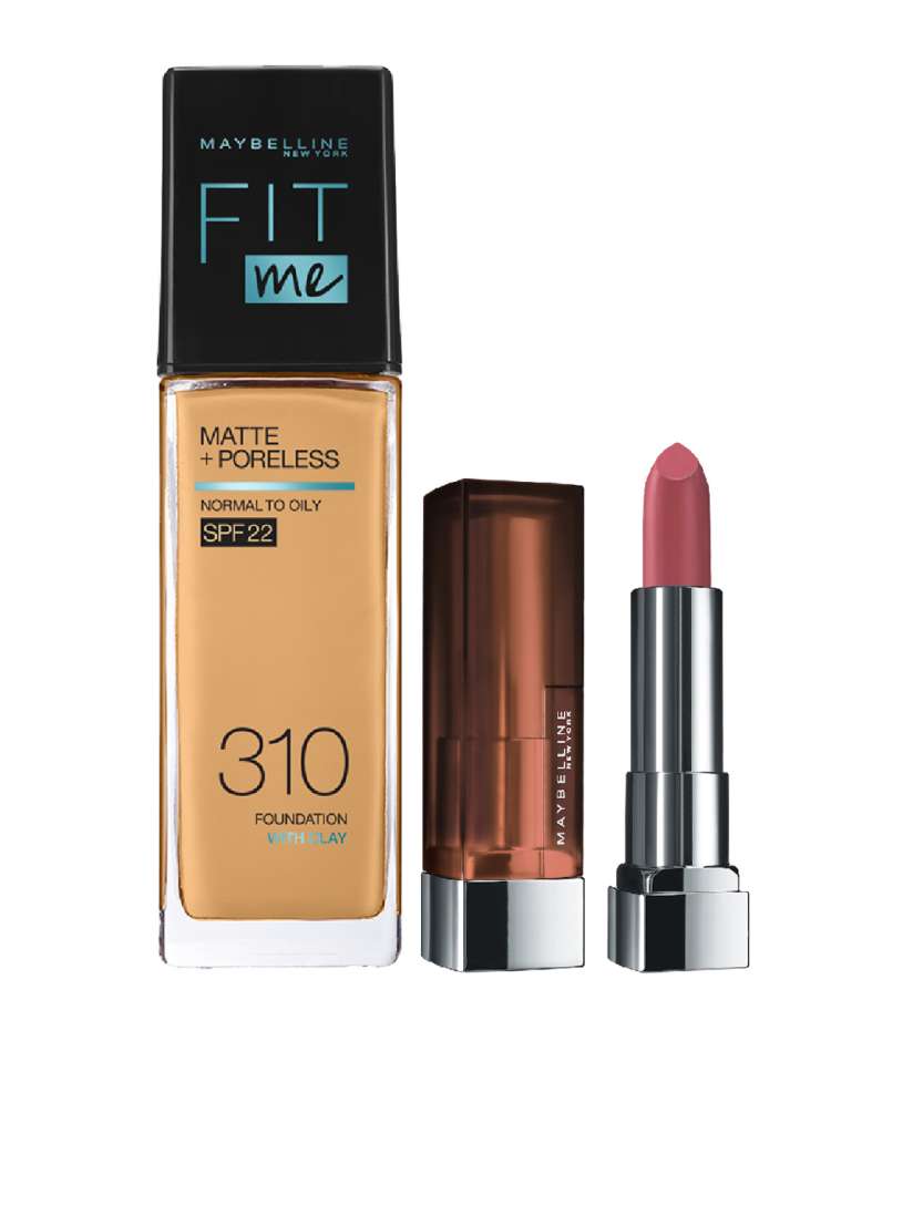 Buy Maybelline Set of Fit Me Matte Sun Beige Foundation Creamy Matte Touch of Spice Lipstick Beauty Gift Set for Women 13905682 Myntra