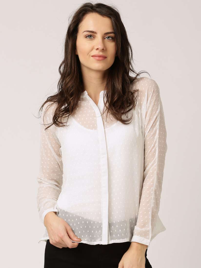 How To Wear A Sheer White Blouse Sheer White Button Down Shirt Outfit