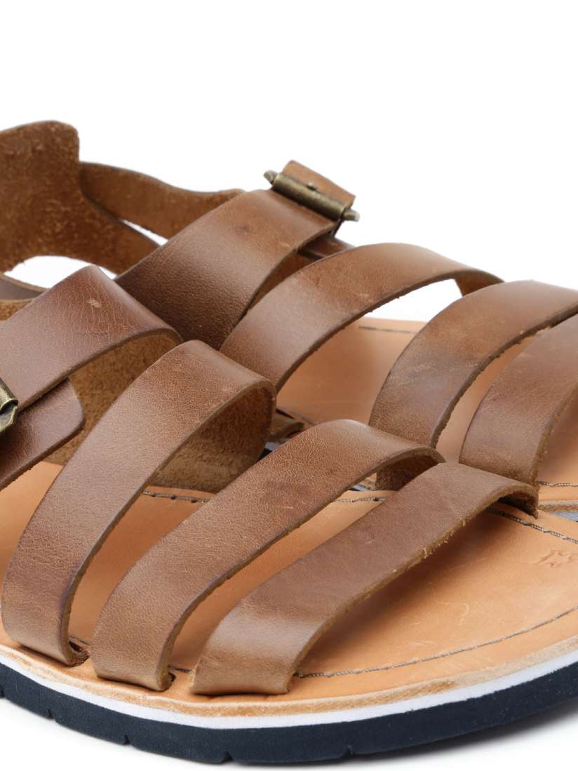 Clarks mens brown leather sandals store