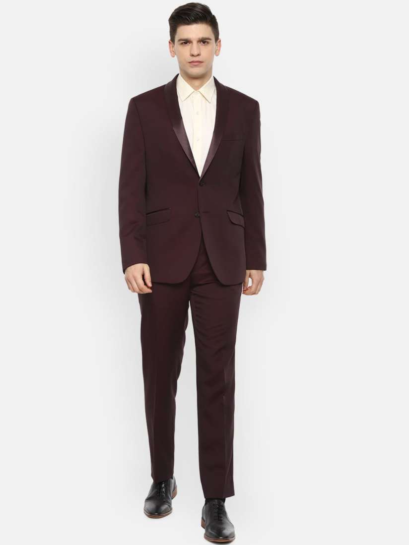 Buy Van Heusen Men Brown Solid Slim Fit Single Breasted Two Piece Formal Suit Suits for Men 15886498 Myntra