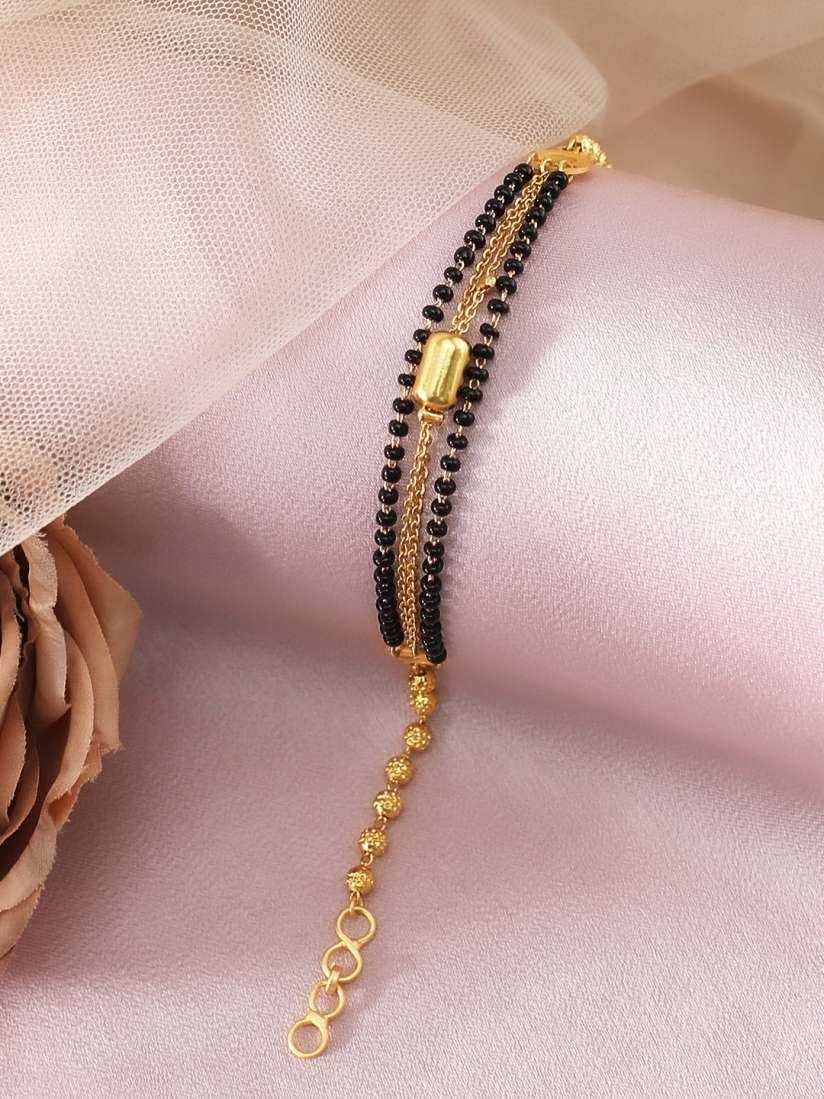 Buy Rubans Women 18k Gold Plated Black beaded Mangalsutra Bracelet Bracelet for Women 16027504 Myntra