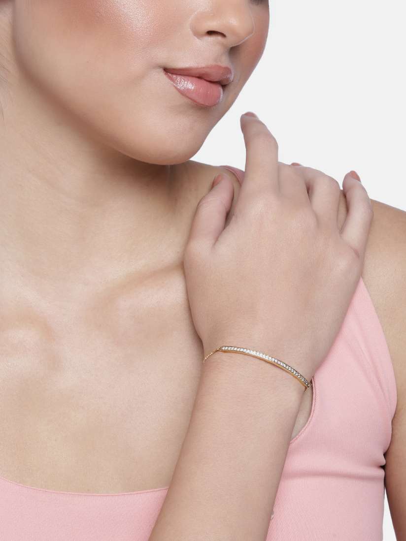 Buy I Jewels Women Gold Toned Stone Studded Adjustable Bracelet Bracelet for Women 16588836 Myntra