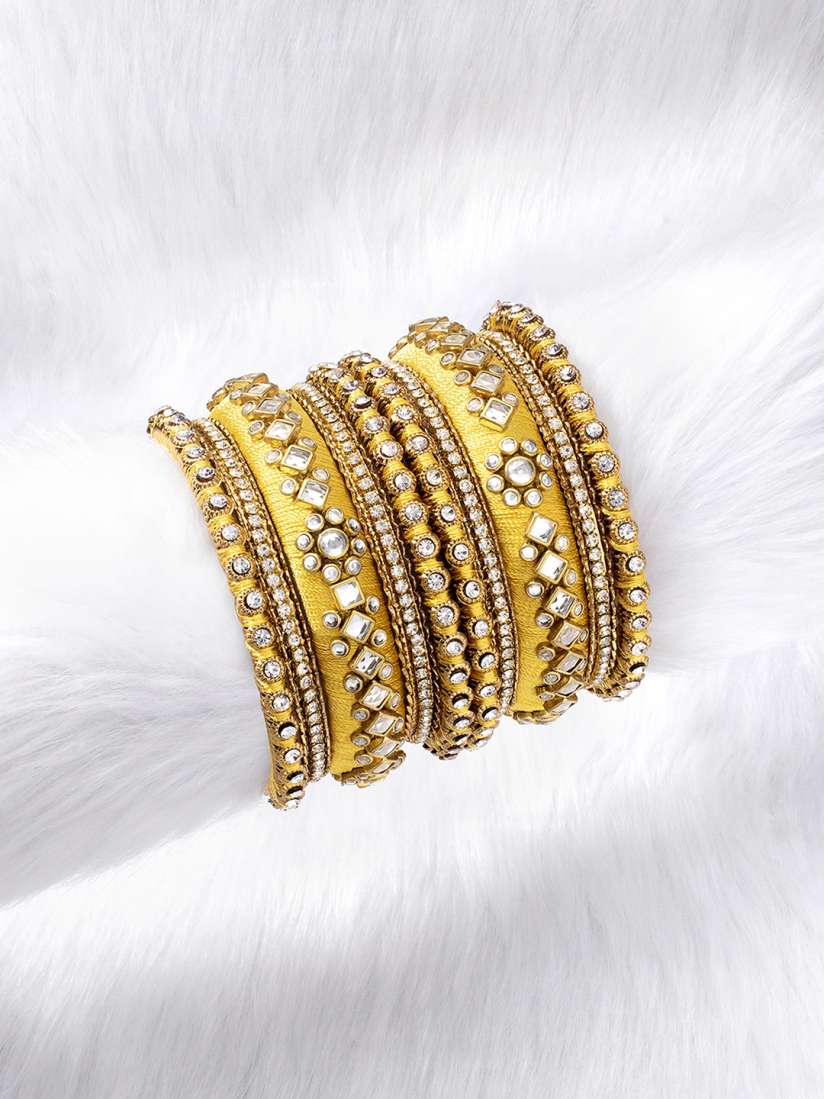 Buy Peora Set Of 10 Gold Plated Velvet Matching Fancy Silk Thread Bangles Bangle for Women 17815084 Myntra