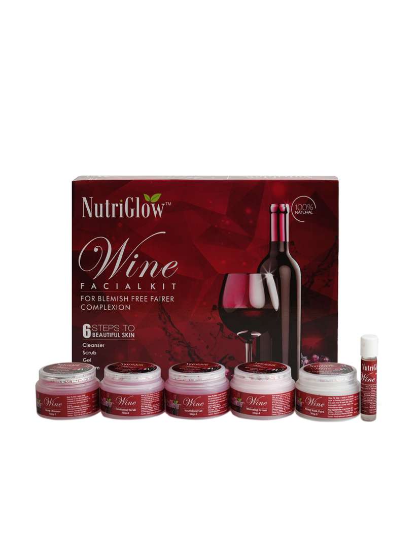 Buy NutriGlow Sustainable 6 Pieces of Wine Facial Kit Skin Care Acne Remove 250g 10ml Facial Kit for Unisex 18161908 Myntra
