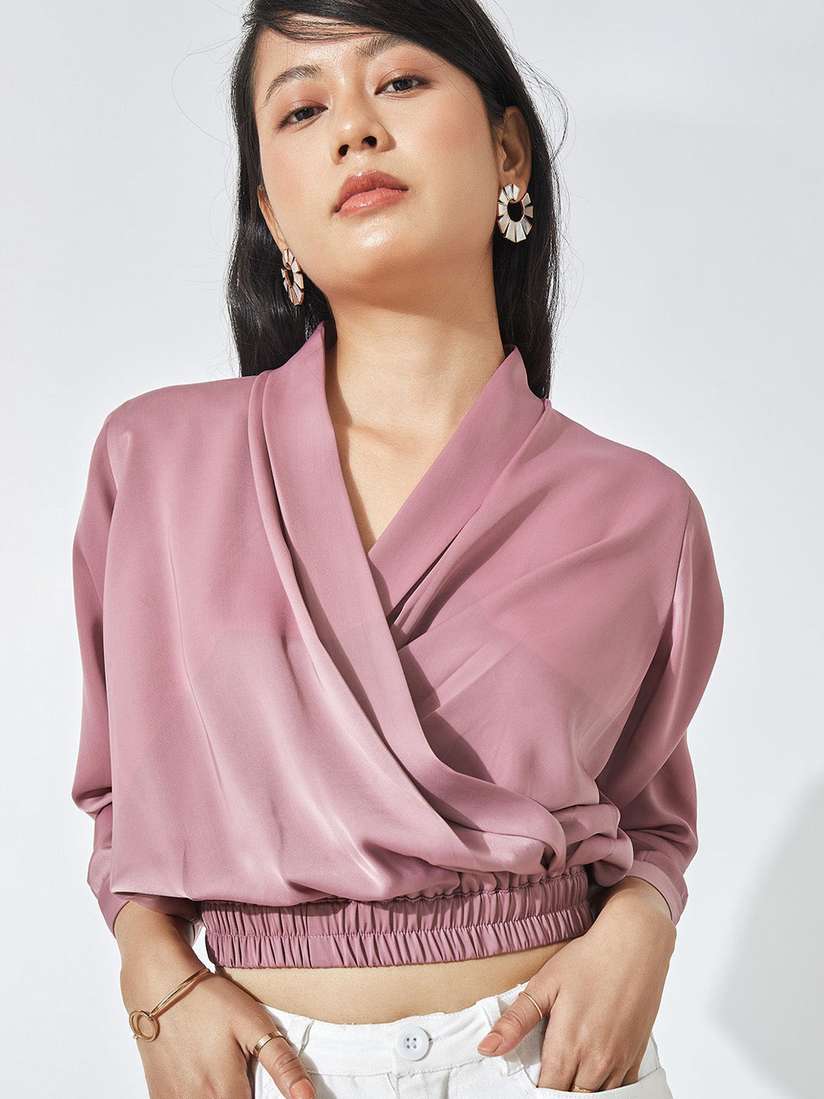 Silk Wrap Crop Tops