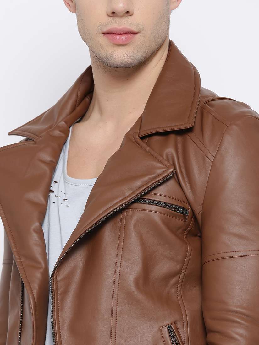 Asymmetric Leather Jacket Men Asymmetrical Black Biker Leather Jacket