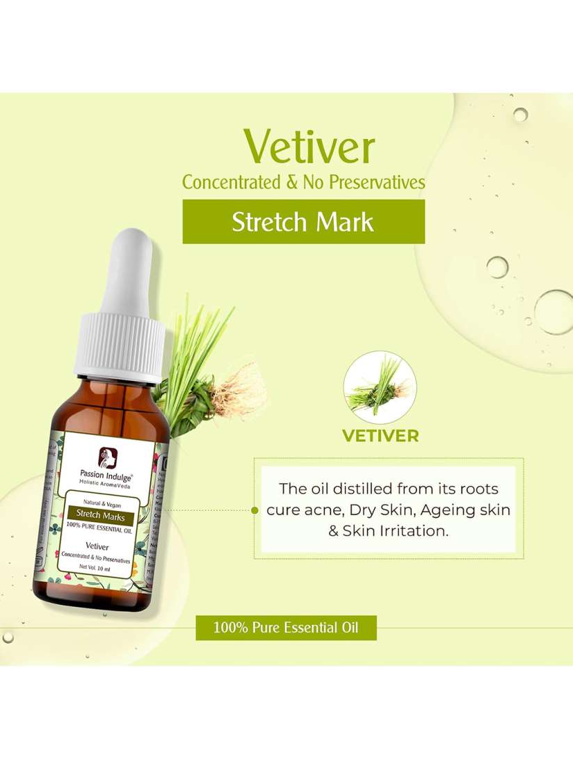 Buy Passion Indulge Vegan Natural Vetiver Stretch Marks Essential Oil 10 ml Massage Oils for Unisex 18989768 Myntra