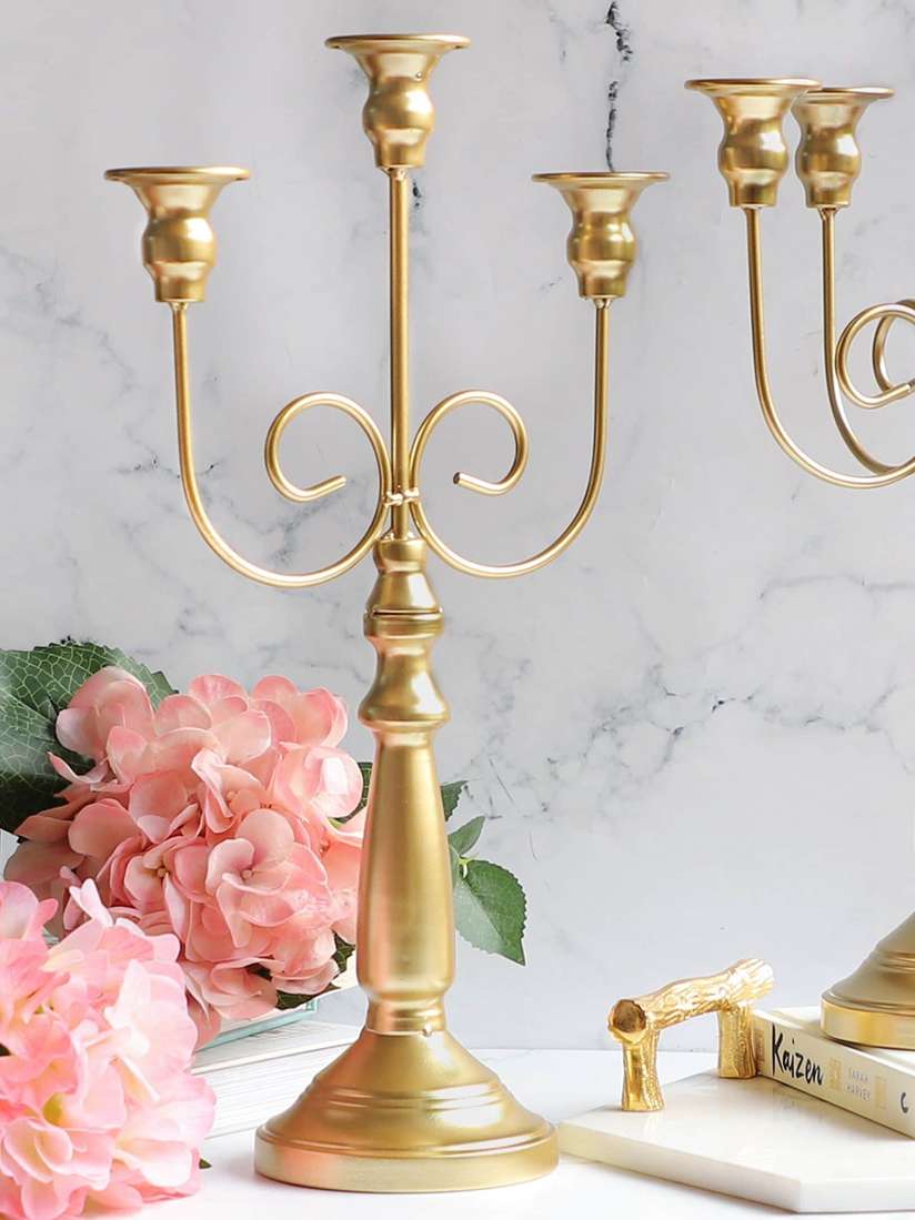 Gold Metal Candle Stands