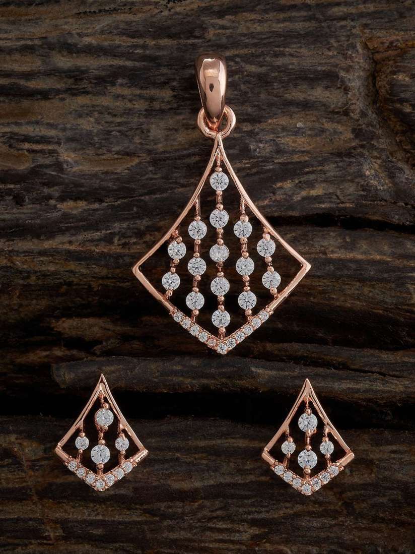 Buy Kushal s Fashion Jewellery Rose Gold Plated Cubic Zirconia Studded Pendant Set Jewellery Set for Women 30570128 Myntra
