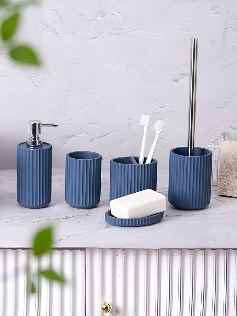 Blue Bathroom Ornaments EMPO 6PCS Bathroom Glass Accessories Set
