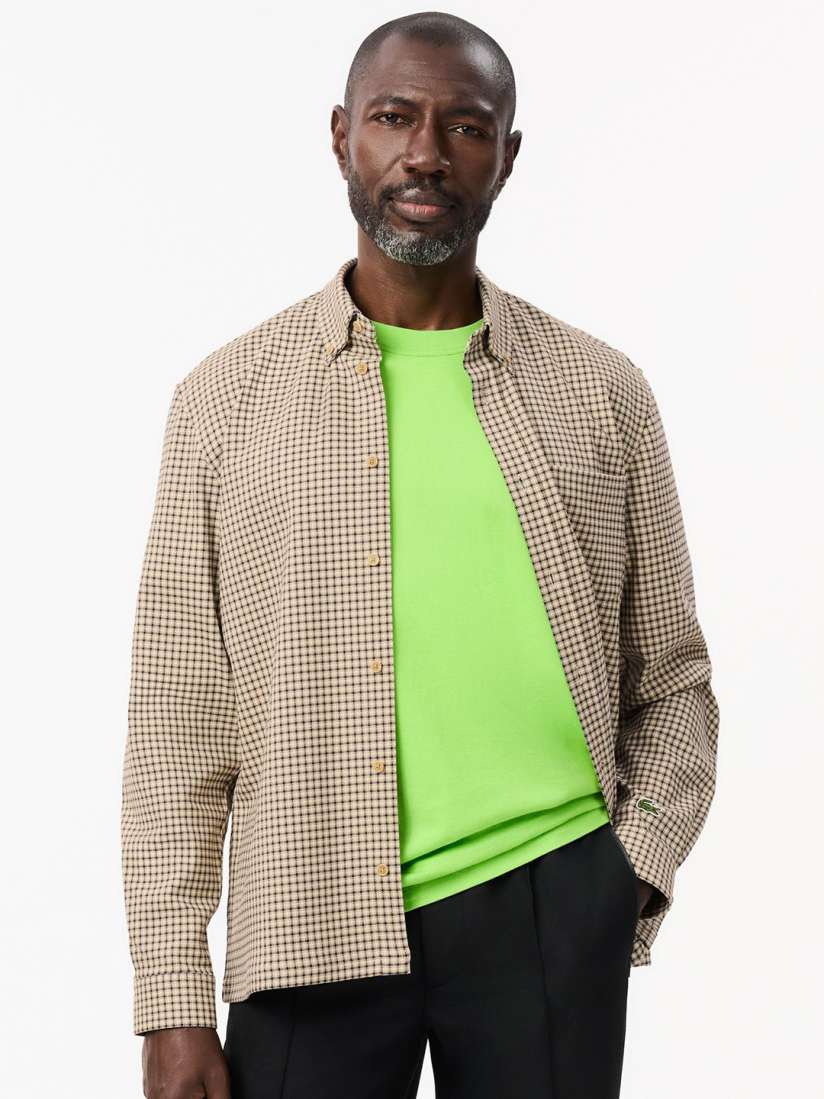 Buy Lacoste Men Button Down Collar Micro Checked Cotton Casual Shirt Shirts for Men 31007473 Myntra