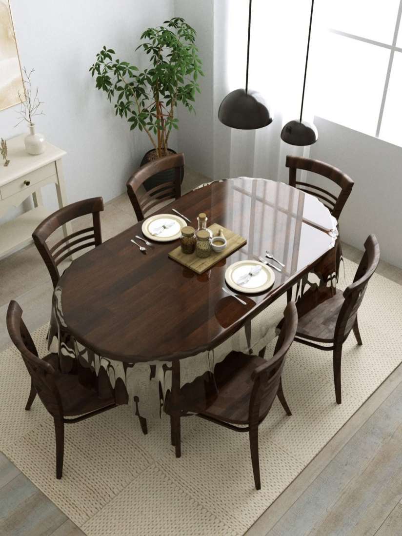Transparent 6 seater dining table cover store