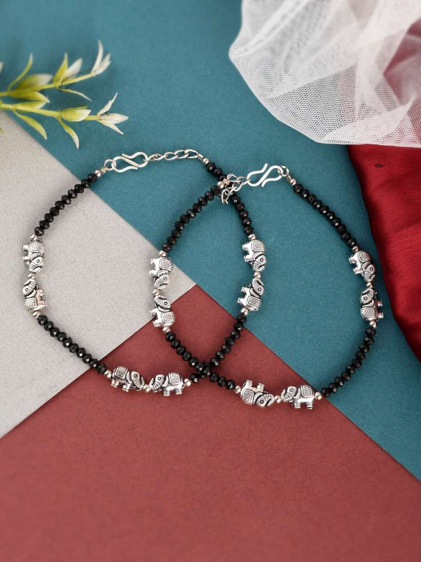 Black beads anklet store