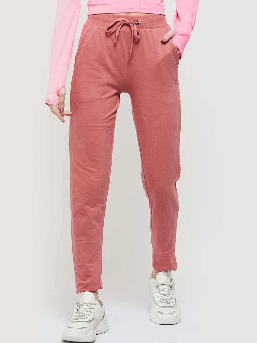 Buy max Women Peach Coloured Solid Cotton Track Pants Track Pants for Women 20531478 Myntra