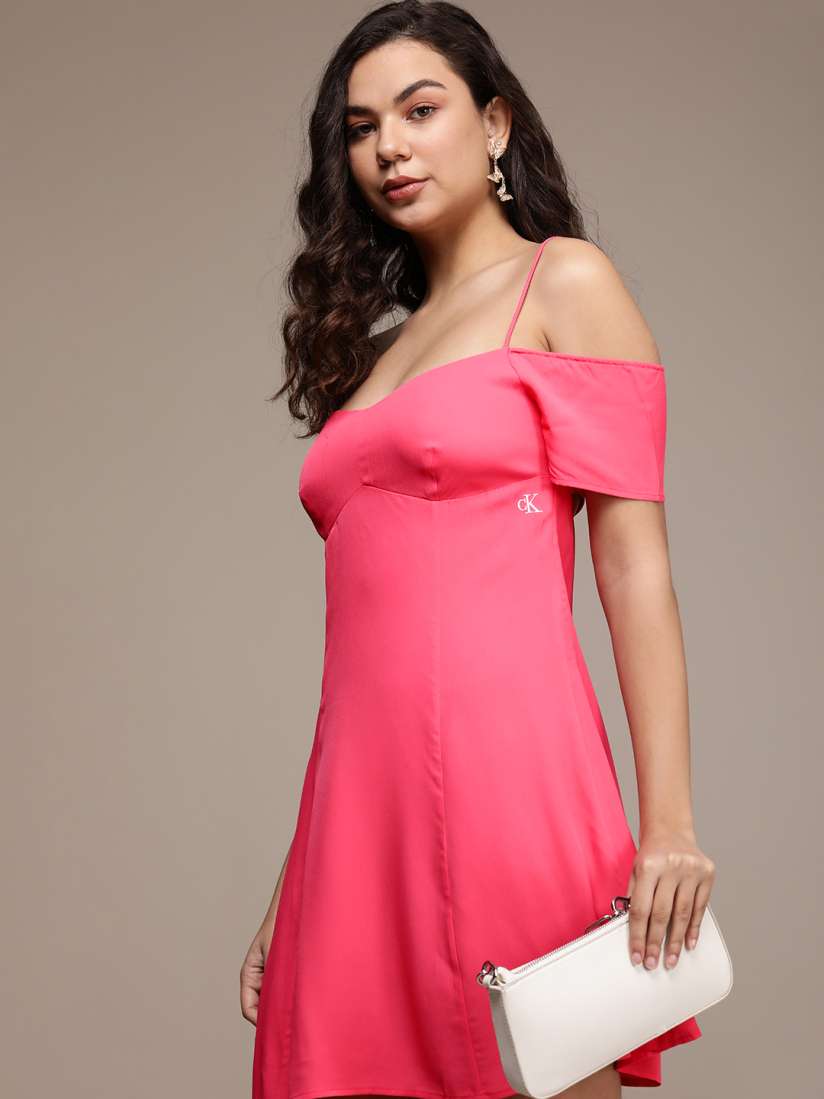 Calvin klein pink off the shoulder dress store