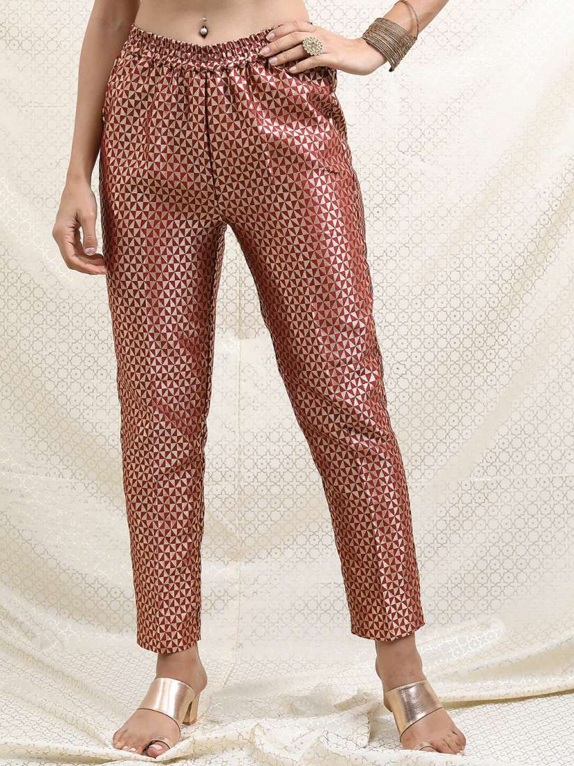 Buy Vishudh Women Poly Brocade Printed Cigarette Trousers Trousers for Women 21486670 Myntra