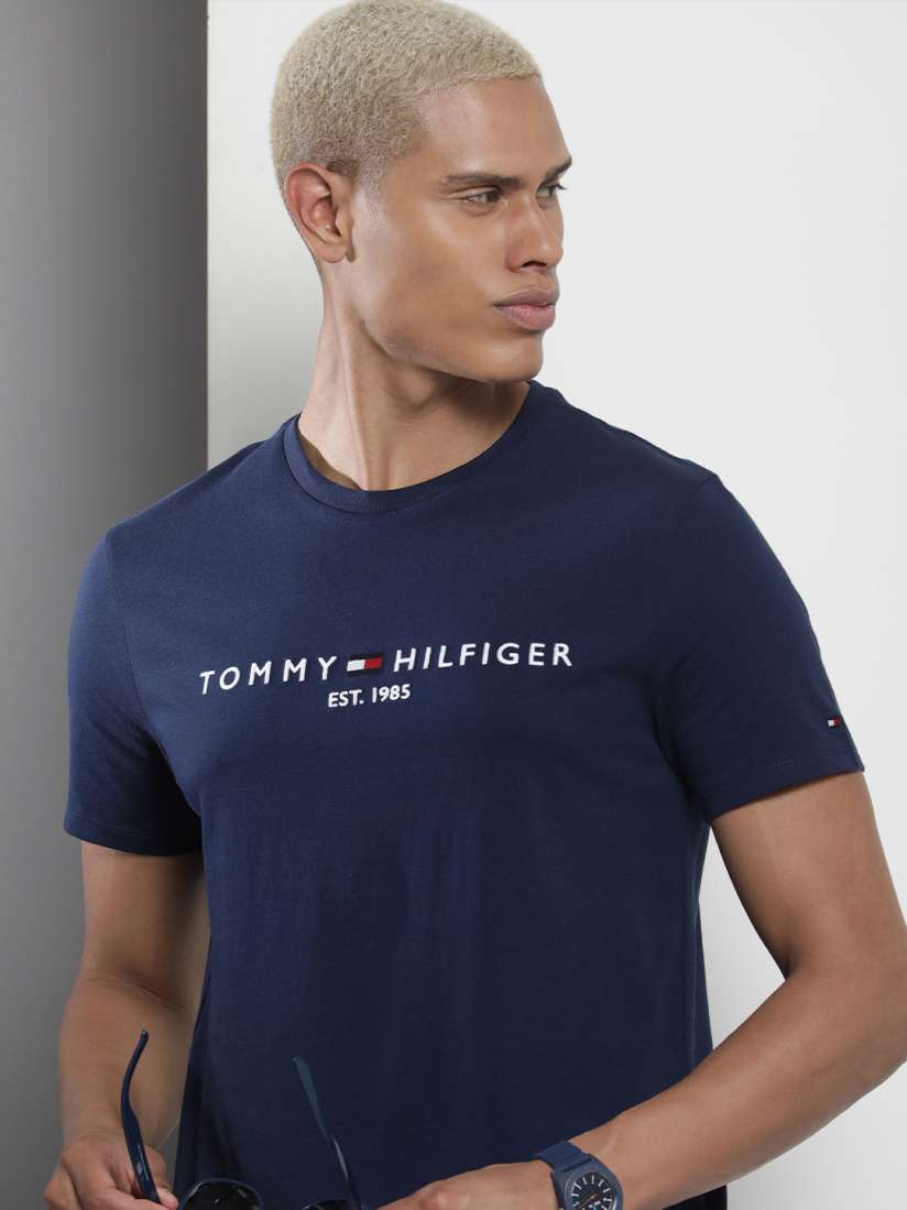 Buy Tommy Hilfiger Men Embroidered Brand Logo Pure Cotton T shirt Tshirts for Men 21487492 Myntra
