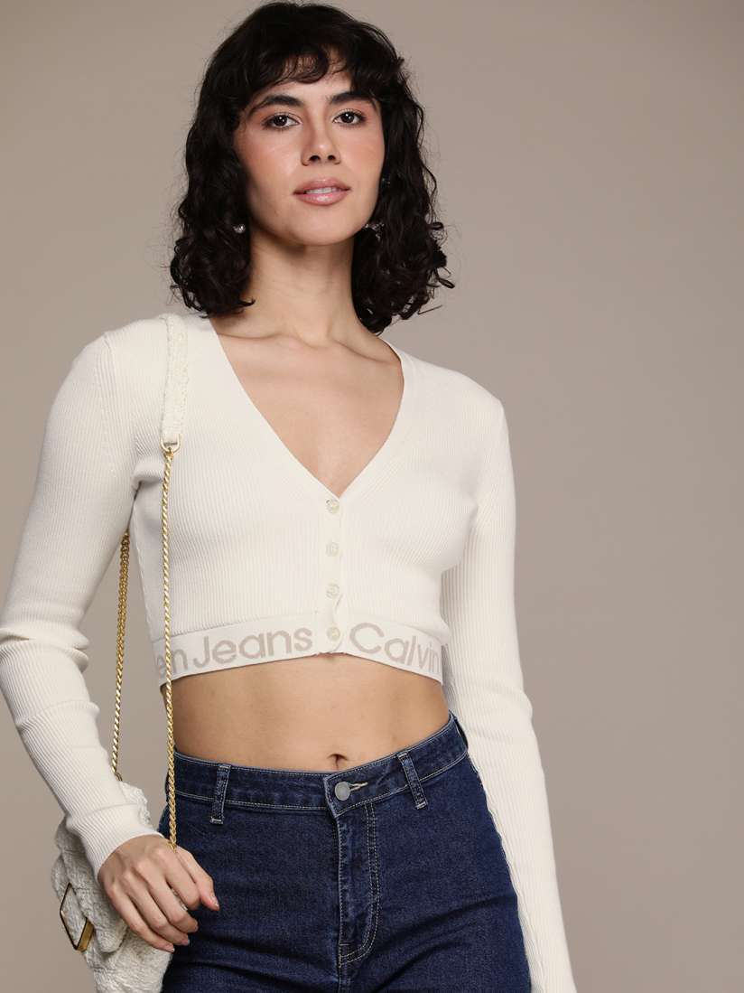 Calvin klein cropped cardigan store