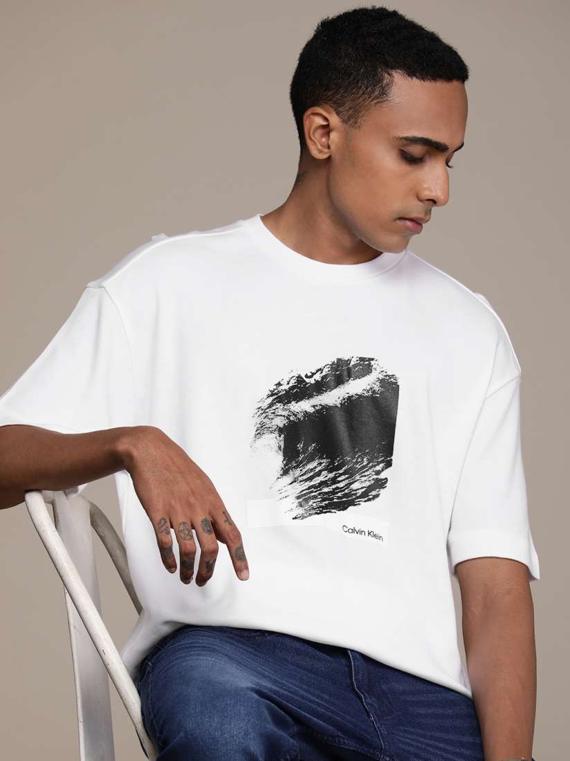 Buy Calvin Klein Jeans Abstract Printed Relaxed fit Drop Shoulder T shirt Tshirts for Men 23832810 Myntra