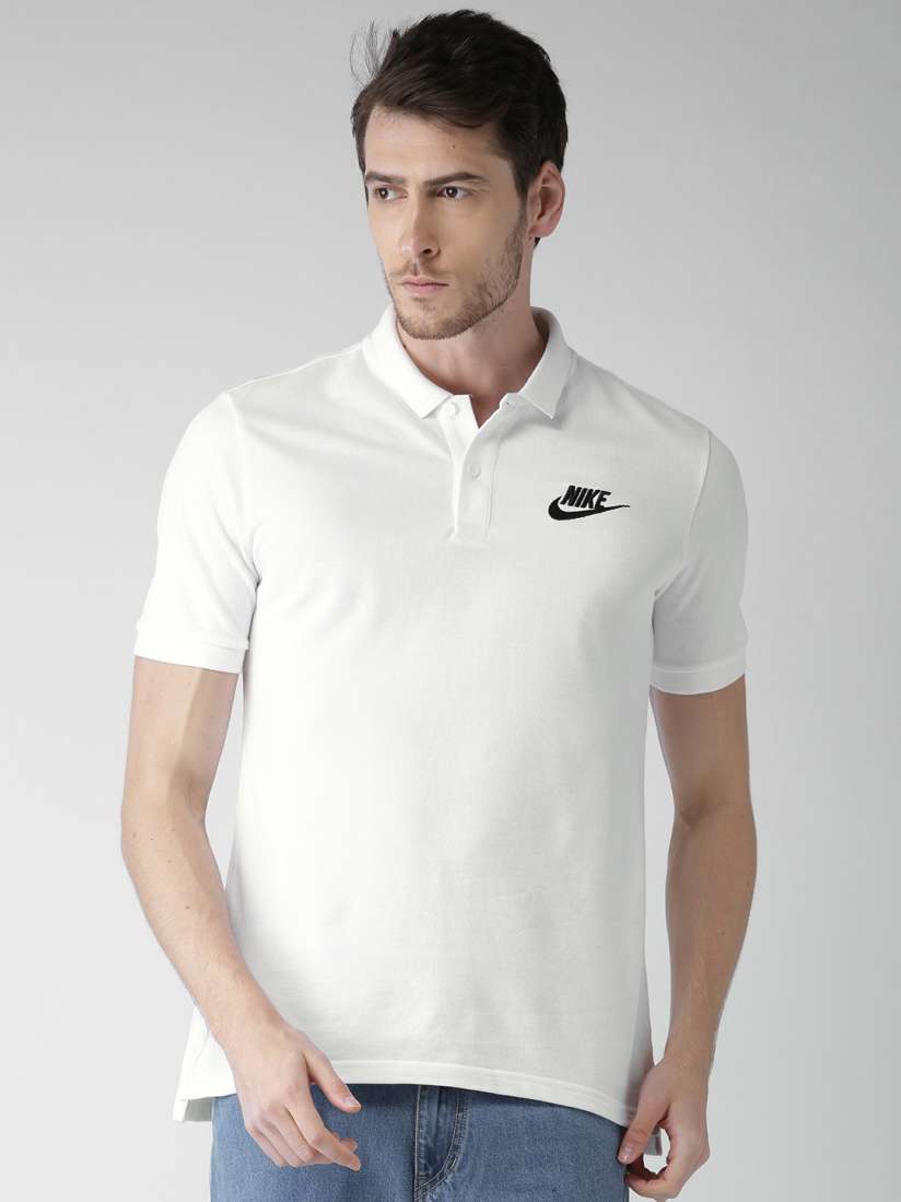 Buy Nike Men White Solid Polo Collar Pure Cotton T shirt Tshirts for Men 2437425 Myntra